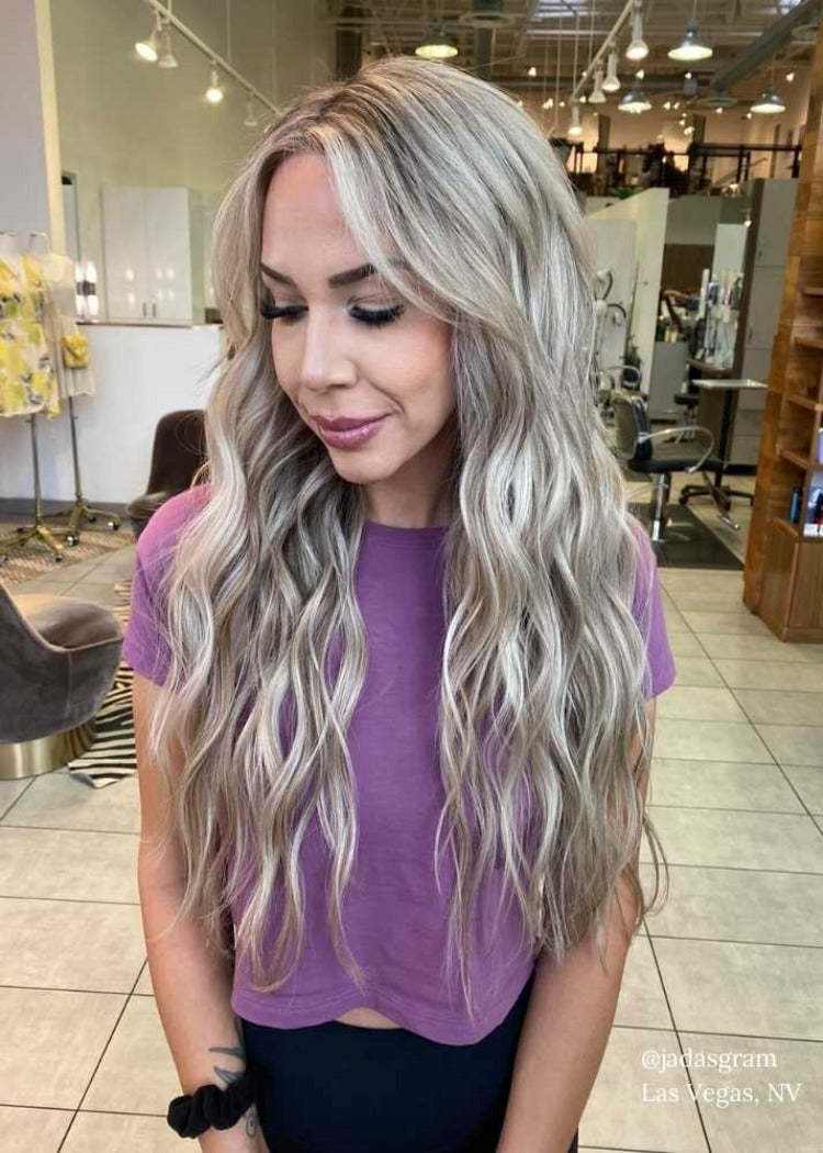 rooted blonde extensions